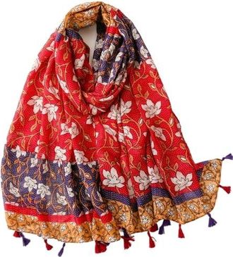 Generic &Eacute;charpe ch&acirc;le en viscose florale 180 cm pour hijab musulman, grande taille, bandeau tendance pour femme, quatre saisons, Couleur 34, taille unique