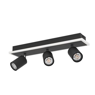 Eglo LED Deckenlampe Rimbocchi 1, rechteckige Deckenleuchte mit 3 Spots, Spotbalken schwenkbar, Deckenstrahler aus Metall in Schwarz und Kunststoff in Weiß
