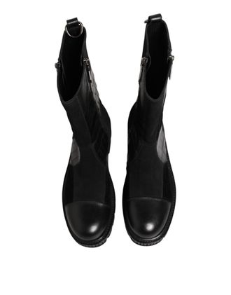 Dolce & Gabbana Mens Black Patchwork Leather Mid Calf Boot Shoes Co+horse+crocodile