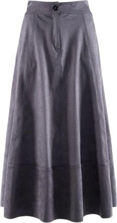 Nenette Jupe Midi &Eacute;vas&eacute;e en &Eacute;cosu&egrave;de - Femme - Jupes - Gris - Taille: 40 FR