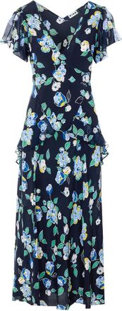 Rixo Evie floral V-neck midi dress - Blau