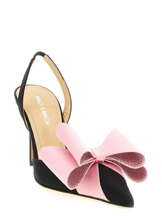 Mach & Mach Satin Bow-Detail Slingback Pump - Black