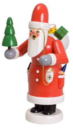 Rudolphs Schatzkiste R&auml;uchermann Weihnachtsmann mit Baum HxBxT 18x10x11,5cm NEU Rauchen Rauchfigur Rauchmann R&auml;ucherfigur R&auml;ucherkerze Smoker Kerze Figur Mann Holz Seiffen
