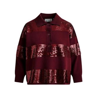 Essentiel Femme, Tops, Rouge, Taille: 36 FR Polo &agrave; Rayures &agrave; Paillettes
