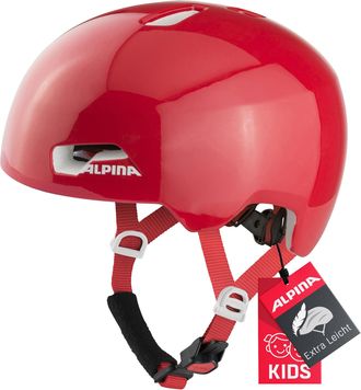 Alpina Hackney - Leichter, Bruchfester & Optimal Klimatisierter Fahrradhelm für Kinder, Mit Nachrüstbarem LED für Gute Sichtbarkeit, red Gloss, S (47-51 cm)