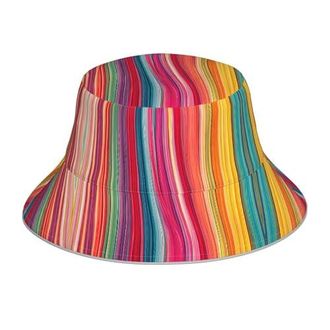 Generic Chapeau De Seau Image De Lignes Color&eacute;es Chapeau De Soleil Pliable &Agrave; Large Bord Bonnet De Soleil, pour De P&ecirc;che, Plage, Le Camping, 56-58cm