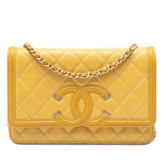Chanel Portefeuille sur cha&icirc;ne Pre-owned - Femme - Pre-owned - Jaune - Taille: ONE Size