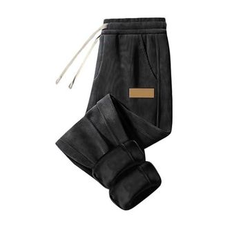 Generic Pantalon de survêtement chaud en velours côtelé doublé en polaire pour homme - Pantalon de survêtement confortable - Taille élastique - Pantalon décon