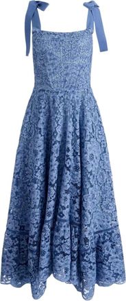 Alice & Olivia Femme, Robes, Bleu, Taille: 38 FR Robe en dentelle florale longueur cheville