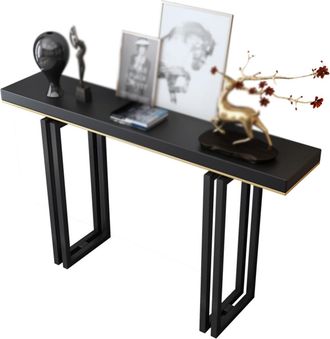 Generic Flurtisch, Konsolentisch, Eingangstisch, schmaler, Langer Sofatisch hinter der Couch, quadratischer Konsolensofatisch mit Eisenrahmen, schwarzer Einga