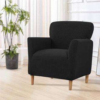 Shanna Housse de fauteuil de banquet extensible : 1 housse de fauteuil tricotée du milieu du siècle super douce avec tiges en mousse pour salon, chambre à co