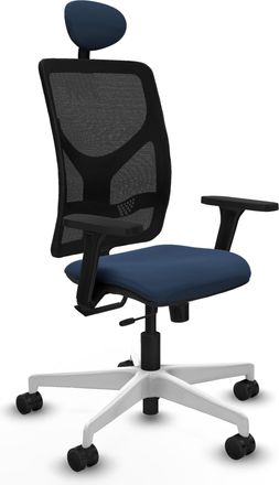 Piqueras y Crespo B&uuml;rostuhl mit 3D-Armlehnen, h&ouml;henverstellbarer Lendenwirbelst&uuml;tze und festem Kopfteil, ausgestattet mit Syncro/Traslack und Schneideschaum, Schwarz/Ma