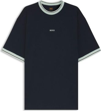 HUGO BOSS T-Shirt aus Baumwolle mit farbigen Kontrastb&uuml;ndchen in