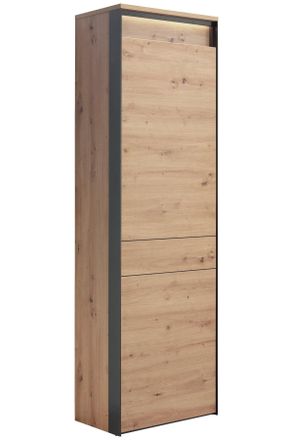 Voleo Garderobenschrank, Schwarz, Eiche Artisan, Holzwerkstoff, 60x200x38 cm, Beim&ouml;bel erh&auml;ltlich, Garderobe, Garderobenschr&auml;nke, Garderobenschr&auml;nke