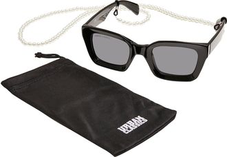Urban Classics Unisex Sonnenbrille mit UV 400 Schutz f&uuml;r M&auml;nner und Frauen, Sunglasses Poros With Chain, black/black, on size