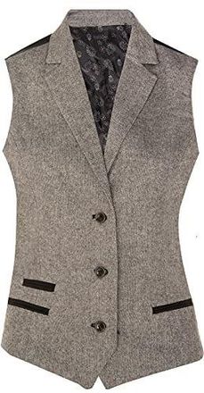 TruClothing Hellgraue Weste aus Tweed im Fischgr&auml;tmuster der 1920er-Jahre f&uuml;r Damen