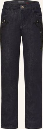 Elena Miro Elena Miro Straight Jeans Mit Schmucksteinen Und Pailletten blau