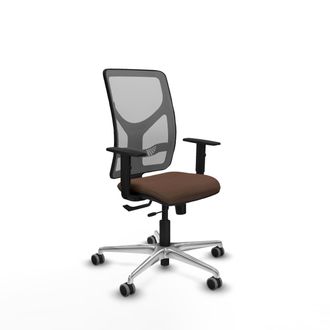 Piqueras y Crespo Stuhl mit verstellbarer Lendenwirbelst&uuml;tze, 1D-Armlehnen, ausgestattet mit Syncro/Traslack und Schneideschaum, mit Rollen 65 mm, Parkett, Grau/Dunkelb