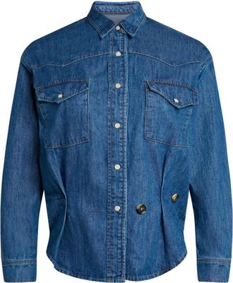 A.W.A.K.E. A.W.A.K.E. Mode Blue Long-Sleeve Denim Shirt Size S