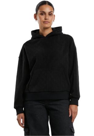 Urban Classics Mens TB7120-Ladies Jacquard Velvet Oversized Hoodie Sweatshirt, Black, L