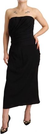 Dolce & Gabbana Femme, Robes, Noir, Taille: 36 FR Midi Suit Strapless Sheath Midi Dress