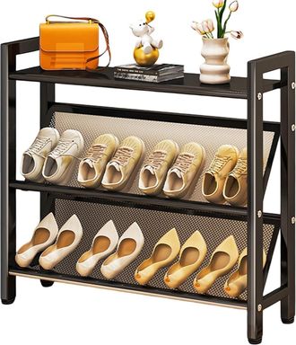 Generic Modernes Schuhregal Schmal Aus Metall for Den Flur, Aufbewahrungsorganisator for D&uuml;nne Schuhe, Schr&auml;ge Netzb&ouml;den Und Oberes Regal, Schuhregale F&uuml;r Sch