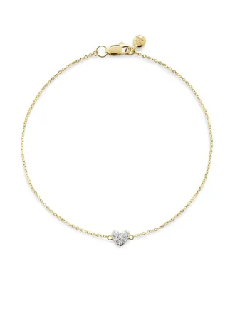 Monica Vinader Mini Heart Armband mit Diamanten - Gelb