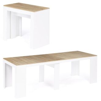 IDMarket Idmarket - Table console extensible orlando 10 personnes 235 cm bois blanc et façon hêtre