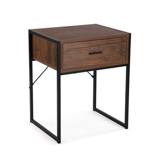 VERSA Nalua Table dAppoint pour Chambre, Dimensions (Hauteur x Longueur x Largeur) 60 x 48 x 40 cm, Bois, Couleur Marron Fonc&eacute; et Noir