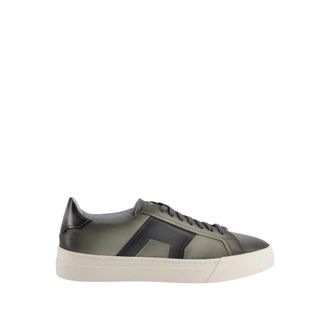 Santoni Homme, Chaussures, Vert, Taille: 40 1/2 EU Logo Almond-Toe Low-Top Baskets
