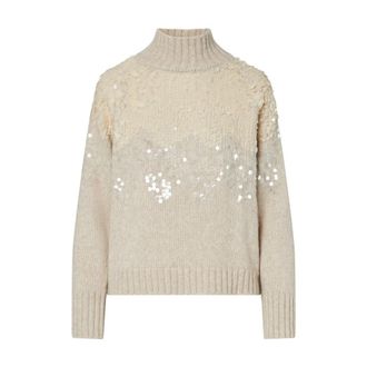 Liu Jo DV Ricamo Paill Rollkragenpullover - - Knitwear - Damen - Beige - M