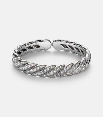 David Yurman Armreif Sculpted Cable Flex aus 18kt Weißgold mit Diamanten