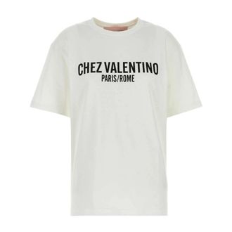 Valentino Garavani Jersey Baumwoll-T-Shirt mit Chez-Print - - Tops - Damen - Wei&szlig; - XS
