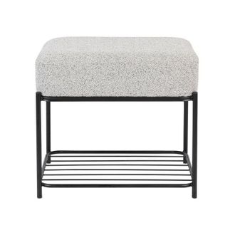 DRAWER Drawer - Tabouret 50x35x45 cm en tissu gris et métal noir