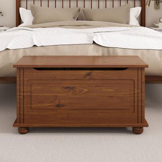 IDIMEX Sitztruhe Bristol aus Massivholz, Kastanie Finish - Truhe im Landhausstil, vielseitige Sitzbank, Kiste Massivholz mit sicherem Klemmschutz, Truhenbank