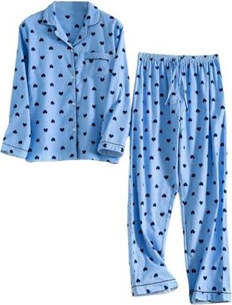 Generic Ensemble de pyjama pour femme avec bouton, haut &agrave; manches longues boutonn&eacute; et pantalon ample, v&ecirc;tement de nuit respirant avec poches, confortable et d