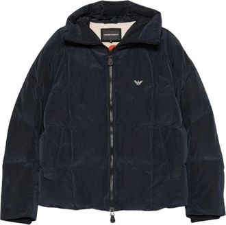 Emporio Armani Veste matelass&eacute;e en nylon froiss&eacute; - Homme - Vestes - Bleu - Taille: XL