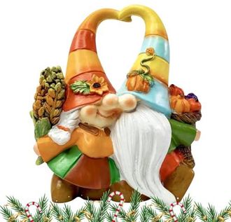 Generico Figurines de Gnome dautomne - Statue de r&eacute;colte saisonni&egrave;re, ornement d&eacute;coratif de c&acirc;bles de vacances | Sculpture faite &agrave; la main au look rustique pou