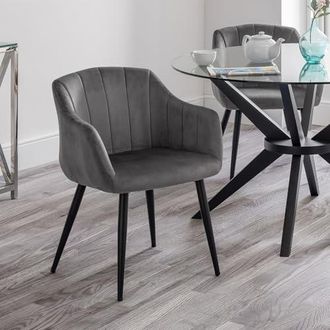 Julian Bowen Hobart Esszimmerstühle mit Wellenrand, Grau, 2er-Set