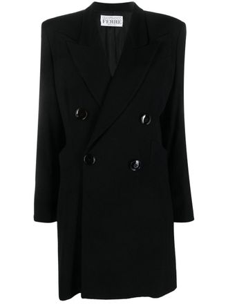 Gianfranco Ferre veste crois&eacute;e &agrave; revers pointus (ann&eacute;es 1990) - Noir
