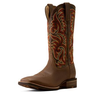 Ariat Mens Arrowrock Wide Square Toe Western Boots in Bronzed Mocha Tobacco Tan, D Medium Width, Size 42.5, by Ariat