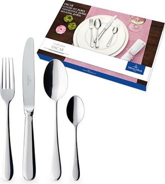 Villeroy & Boch Oscar Tafelbesteck 24 teilig 6 Personen, Sp&uuml;lmaschinenfest, Rostfrei, Besteck Set, Essbesteck, Messer Gabel L&ouml;ffel Set, Cutlery Set, Besteckset Edelst