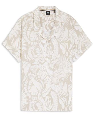 HUGO BOSS Kurzarmhemd mit floralem Print und Resort-Kragen in