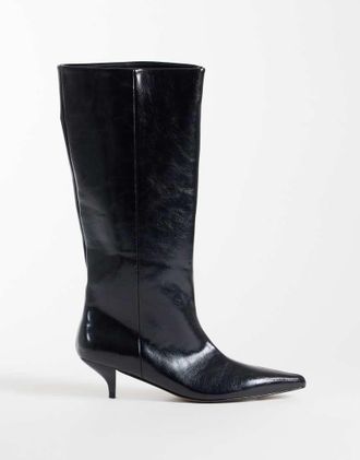 Asos Camille Stiefel mit Kitten-Heel zum Hineinschl&uuml;pfen in Schwarz