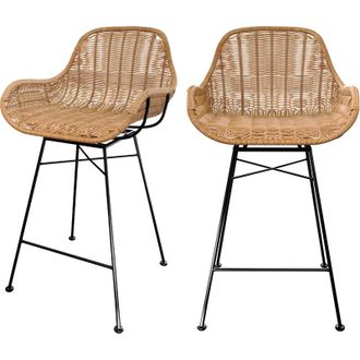 Rendez-Vous D&eacute;co Rendez-vous D&eacute;co - Lot de 2 chaises pour &icirc;lot central 65 cm en r&eacute;sine tress&eacute;e naturelle - carmela