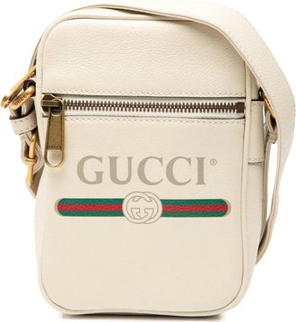 Gucci Hobo Bags - Mini Grained Calfskin Logo Crossbody - Gr. unisize - in Wei&szlig; - f&uuml;r Damen