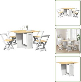 vidaXL Vidaxl - 5-tlg. Butterfly-Esstisch-Set Corona Wei&szlig; Kiefernholz - Esstisch - Esstisch-Set - Essm&ouml;bel-Set - Schmetterlingstisch Und St&uuml;hle