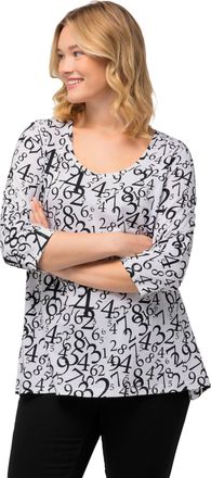 Ulla Popken Damen Mit Druck Und 3/4 Arm, A-line T-Shirts, Schneeweiß, 50-52 EU