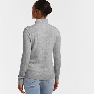 Lands End Kaschmir-Pullover mit Rei&szlig;verschluss, Damen, Gr&ouml;&szlig;e:40-42 regular, Grau, Kaschmir, by Lands End