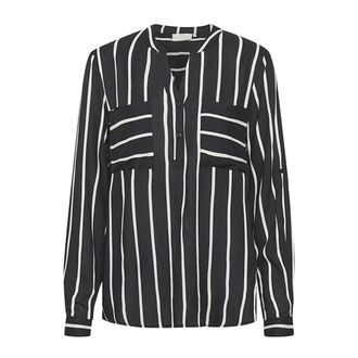 Kaffe Chemisier Ray&eacute; avec Poches et Boutons - Femme - Blouses et Chemises - Noir - Taille: 48 FR